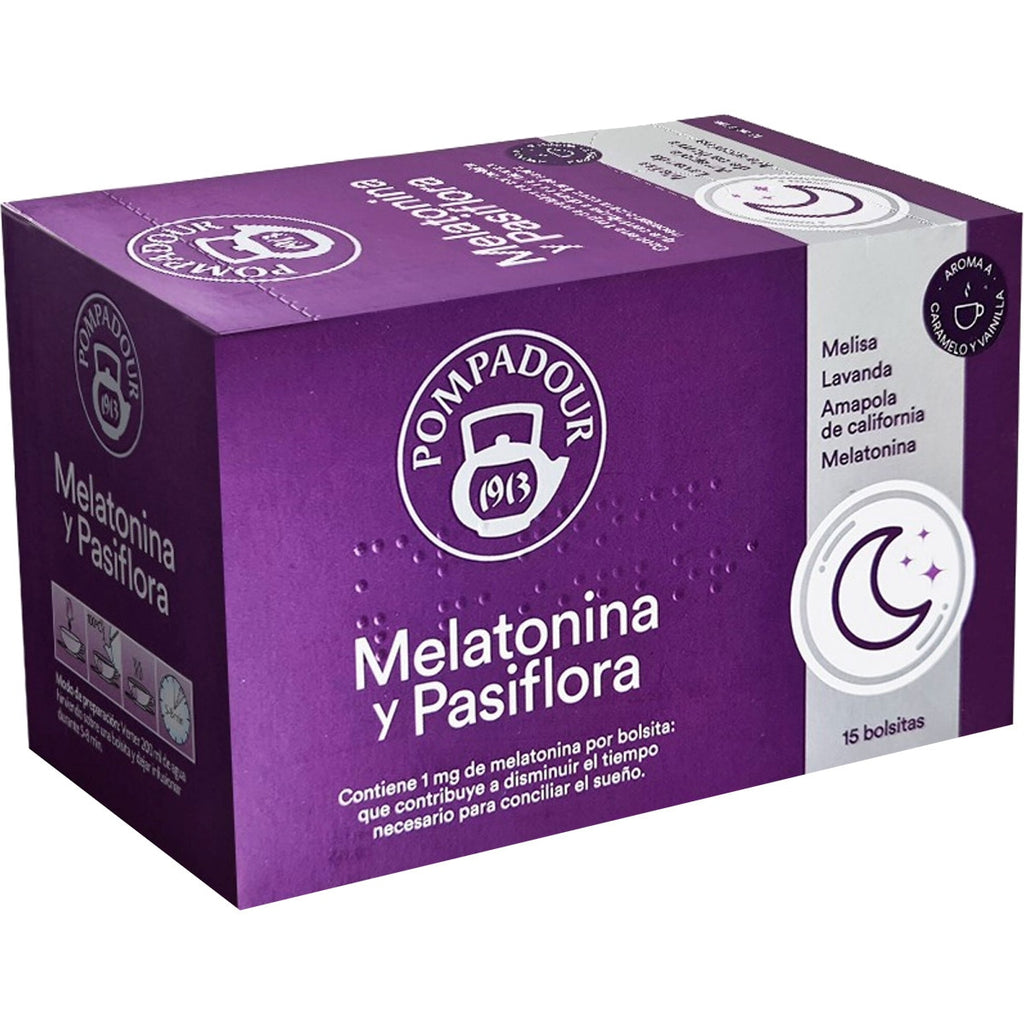 Melatonina y Pasiflora Pompadour 15 bolsitas. – Naturalmeria Herbolario
